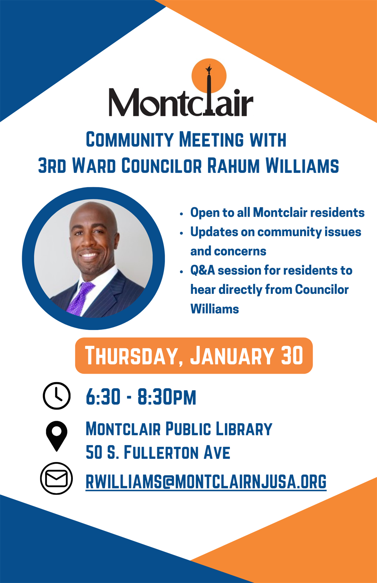 Community Meeting with 3rd Ward Councilor Rahum Williams Township of ...